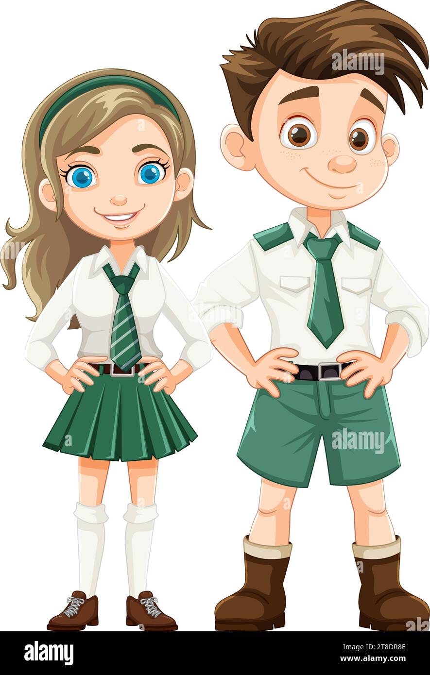 Illustration of two students, a boy and a girl, wearing school uniforms ...