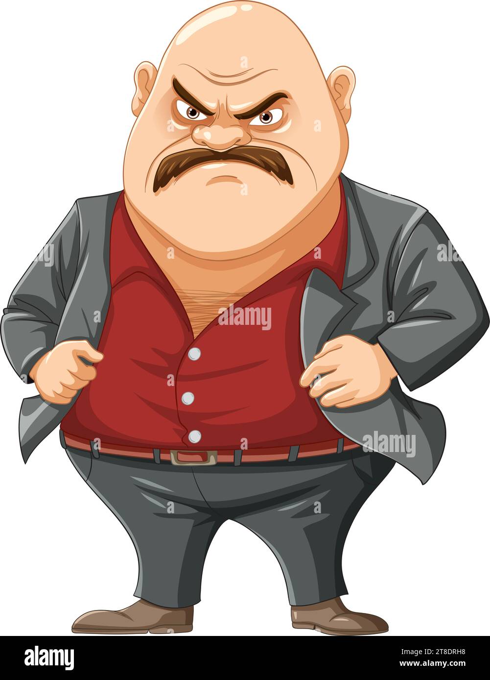 A vector illustration of an isolated, middle-aged mafia man with a ...