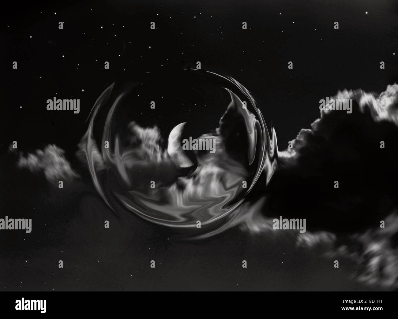 The first raindrop on water with a reflection of the moon Stock Photo ...