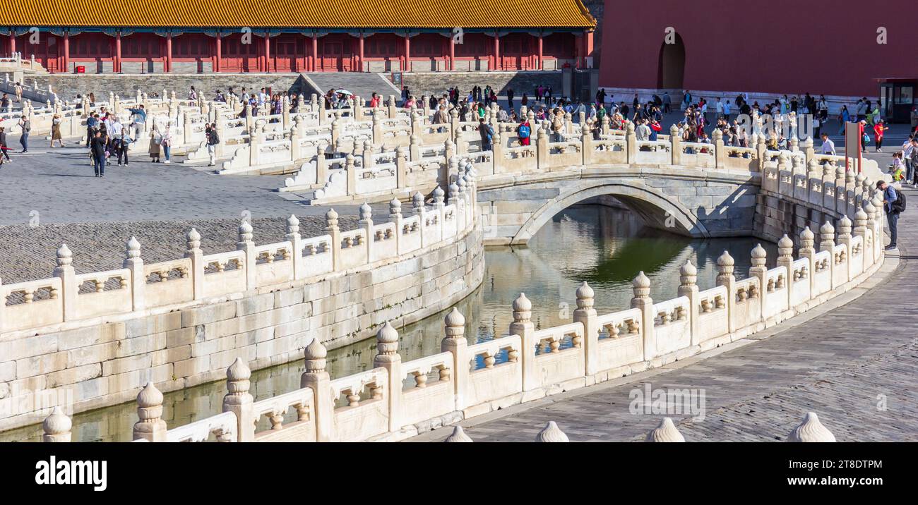 Bridges over the historic canal in the Forbidden City of Beijing, China ...