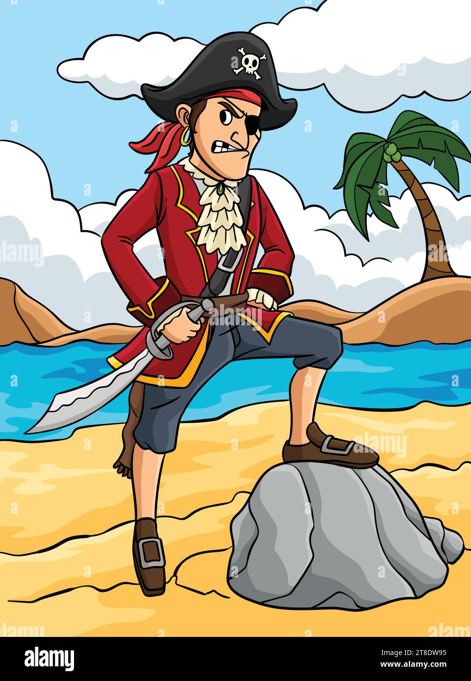 Pirate Captain Colored Cartoon Illustration Stock Vector Image & Art ...