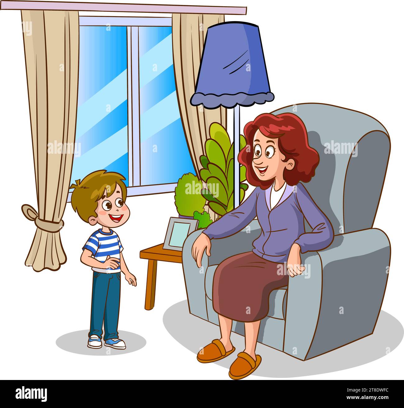 Mother And Son Talking Vector Illustration Stock Vector Image And Art Alamy