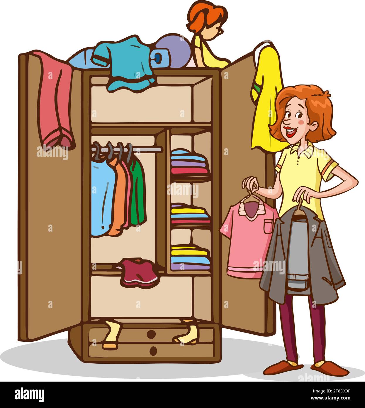 messy wardrobe woman cartoon vector Stock Vector Image & Art - Alamy