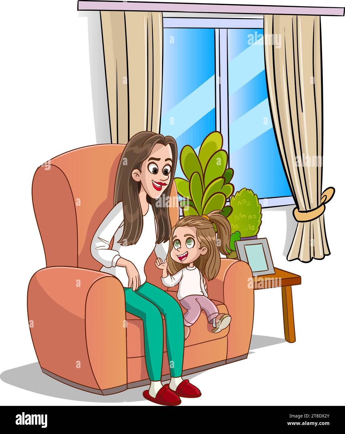 mother and little daughter talking Stock Vector Image & Art - Alamy