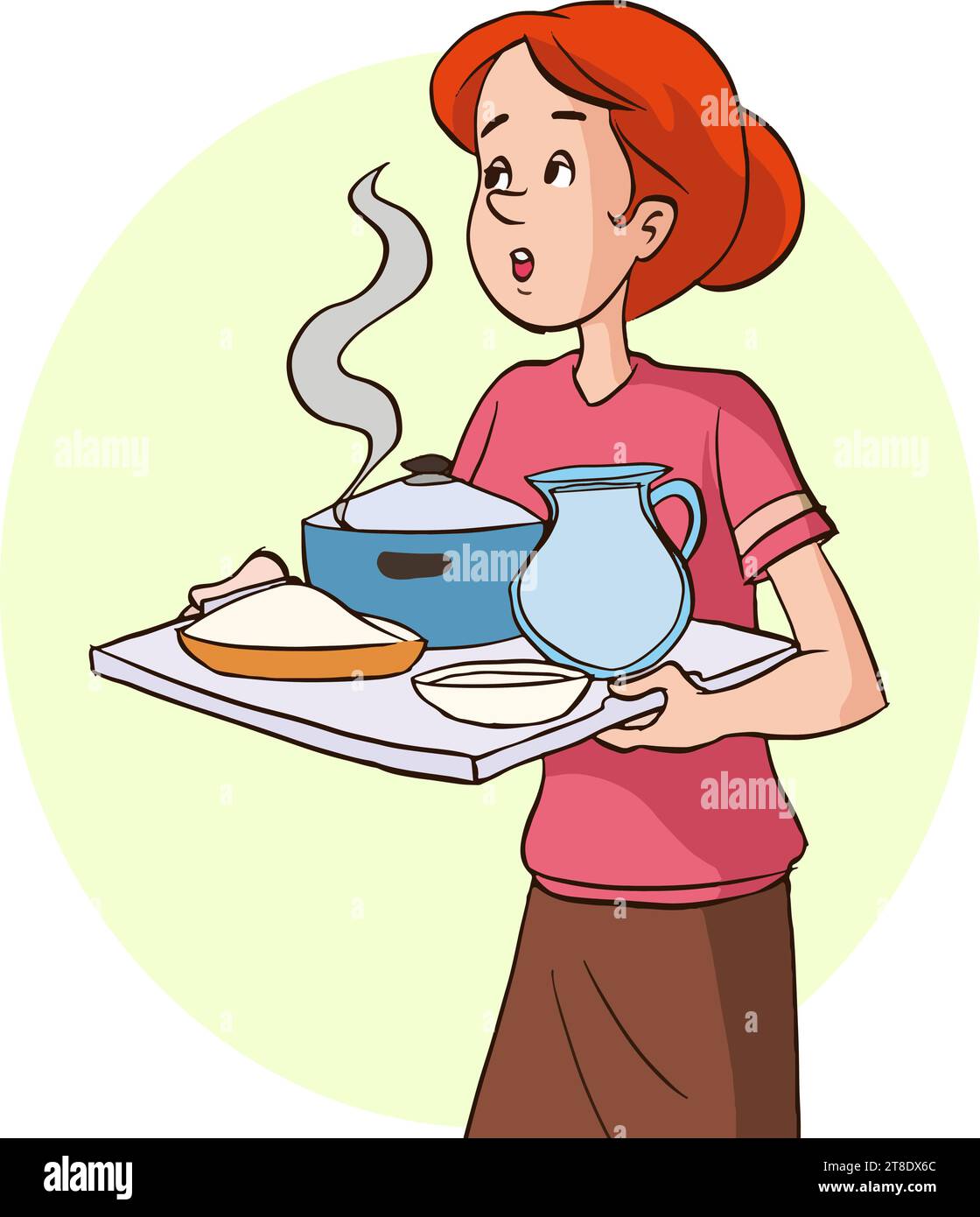 Tiredness of cooking at home concept. Sad frustrated irritated pretty ...