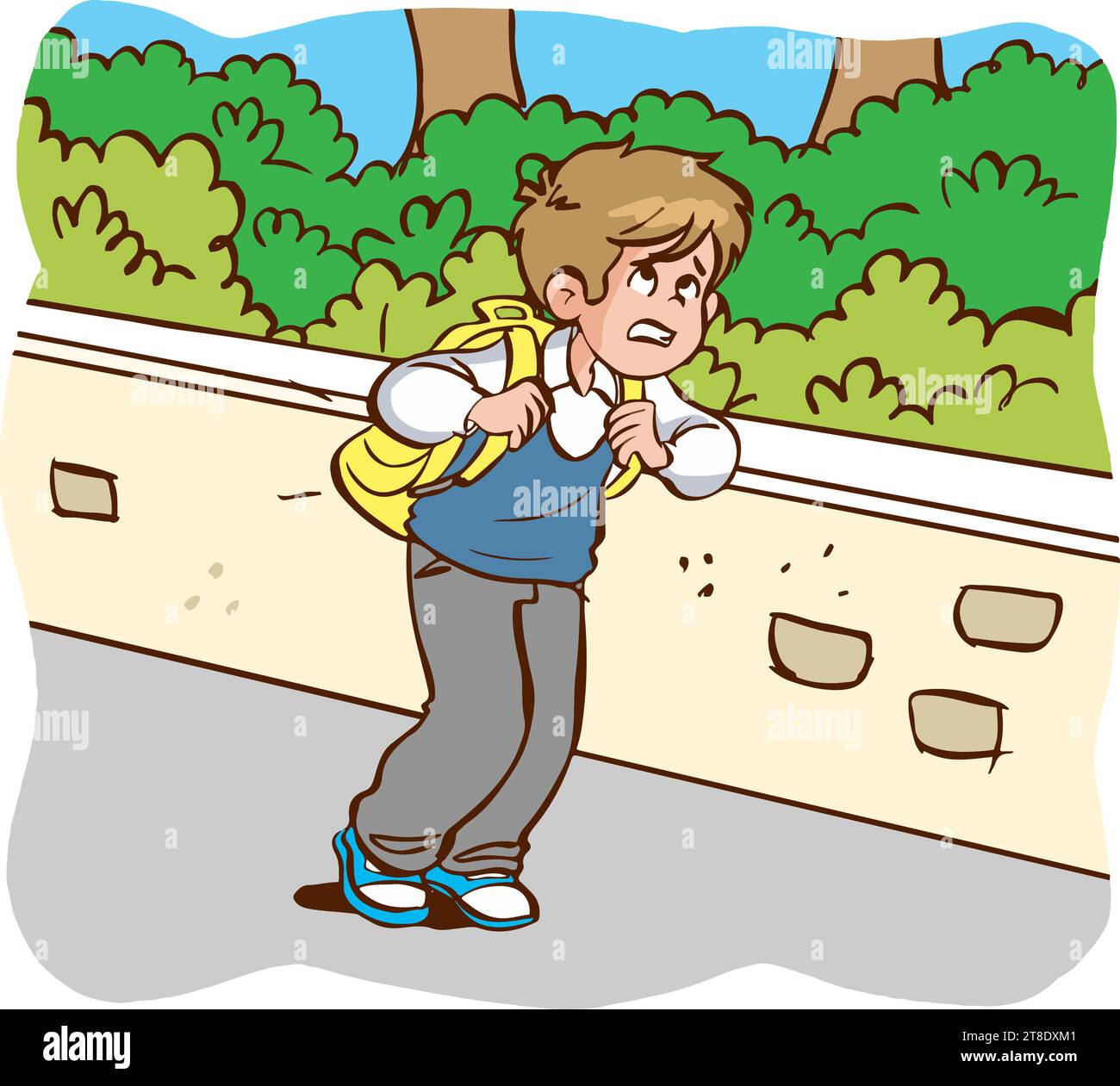 tired boy returning from school cartoon vector Stock Vector Image & Art ...