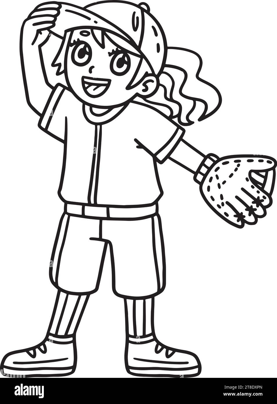 Baseball Girl Player Isolated Coloring Page Stock Vector Image & Art ...