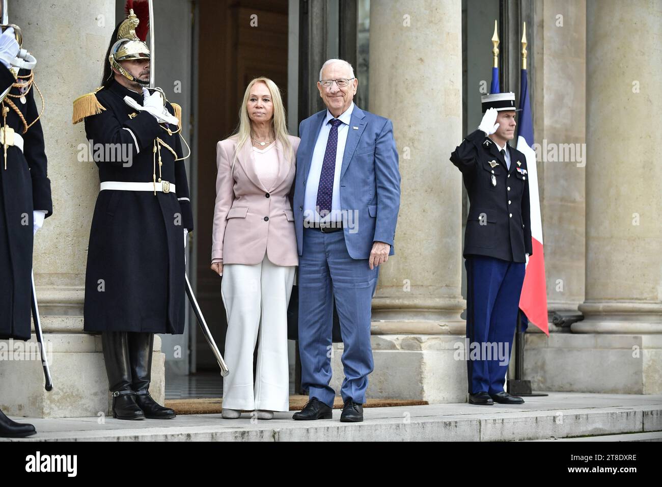 Paris, France. 20th Nov, 2023. Former Israeli President Reuven Rivlin (R) arrives with his ...