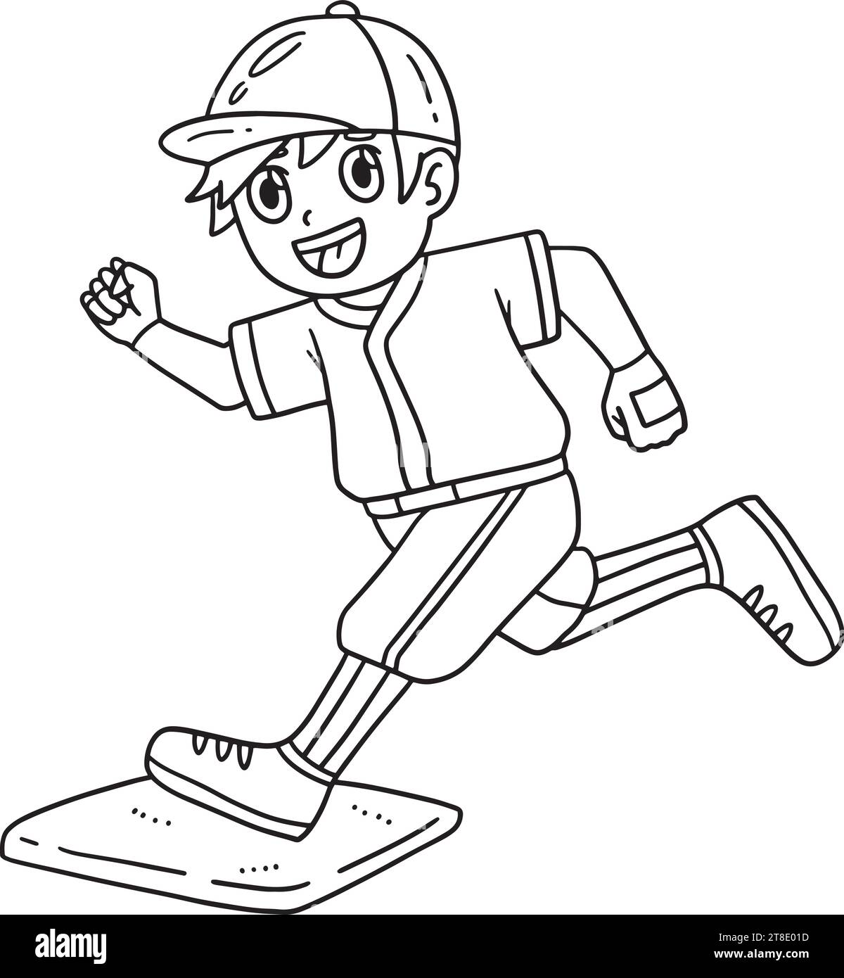 Baseball Boy Reaching Base Isolated Coloring Page Stock Vector Image ...