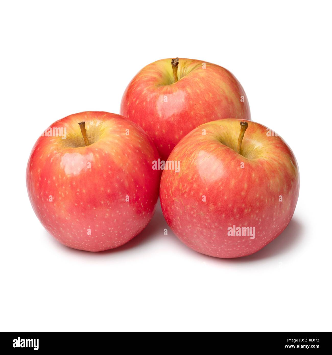 Group of whole Pink Lady apples isolated on white background close up ...