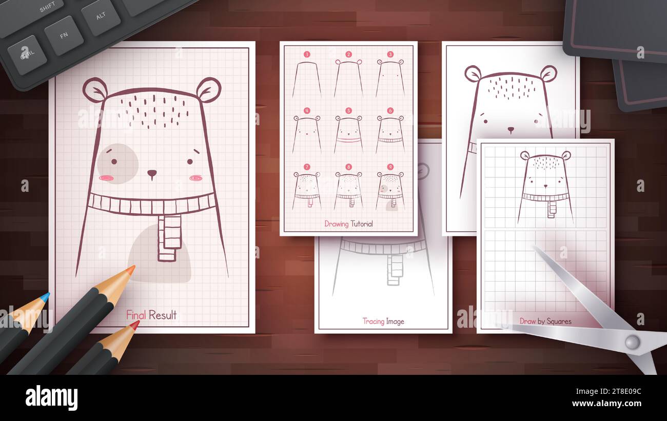 How to Draw a Polar Bear. Step by Step Drawing Tutorial. Draw Guide ...