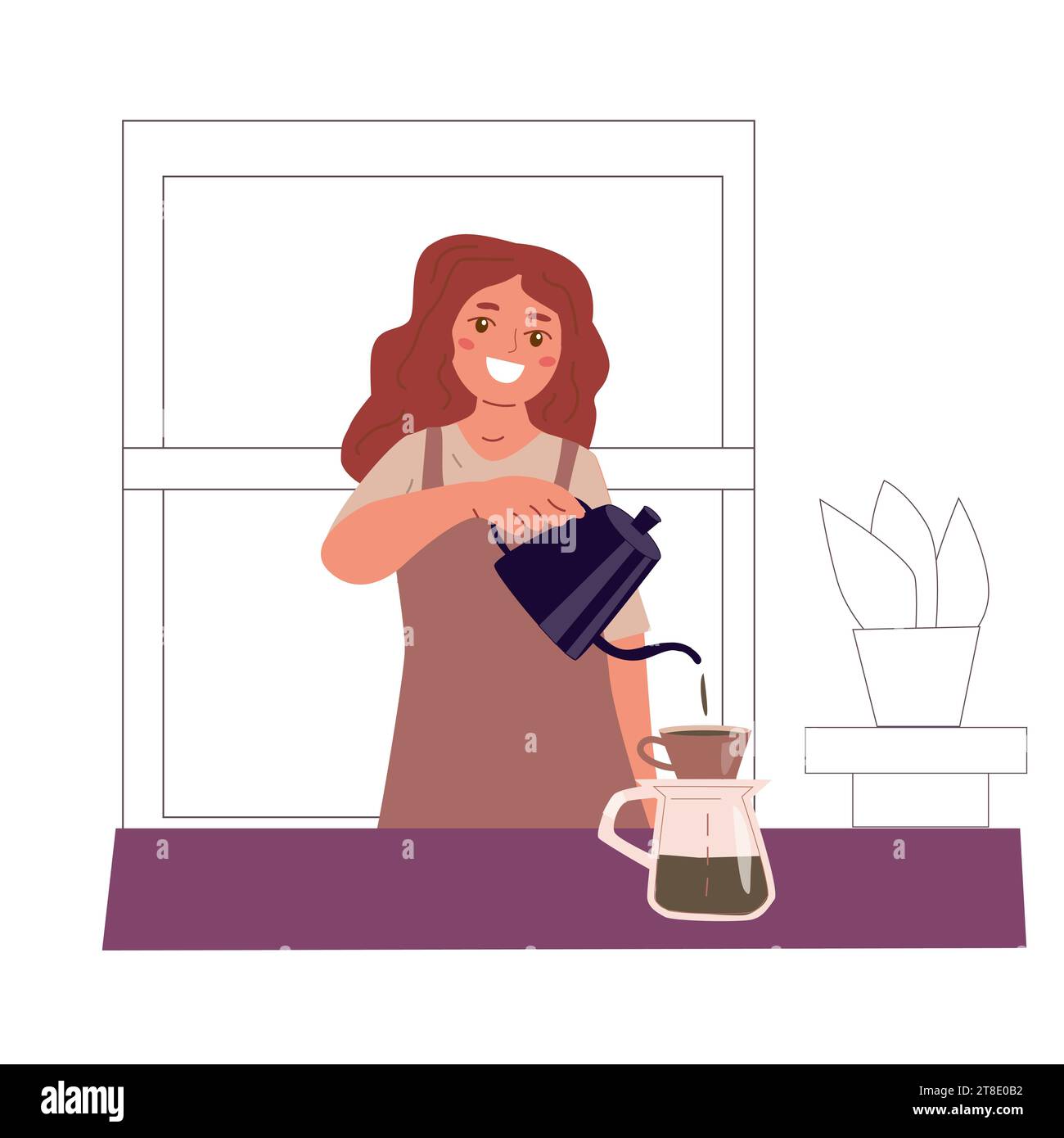 cartoon barista woman preparing coffee Stock Vector Image & Art - Alamy