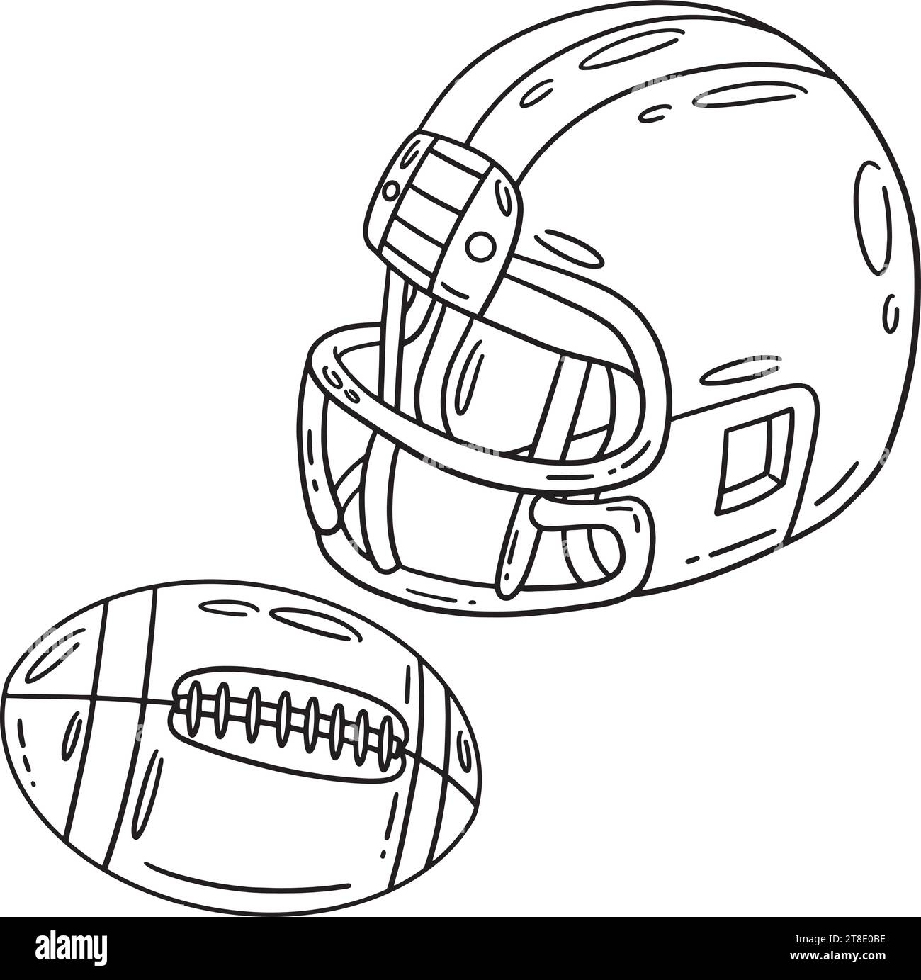 American Football and Helmet Isolated Coloring Stock Vector Image & Art ...