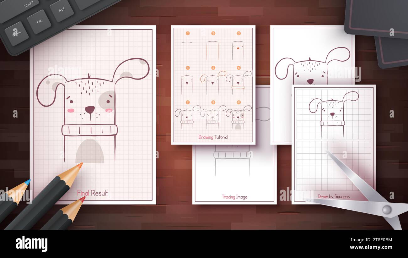 How to Draw a Dog. Step by Step Drawing Tutorial. Draw Guide. Simple ...