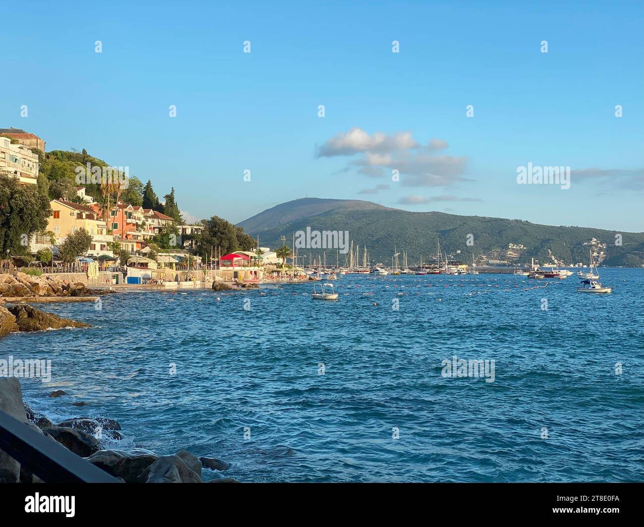 View of the coastal city of Herceg Novi, Montenegro at sunny summer day ...