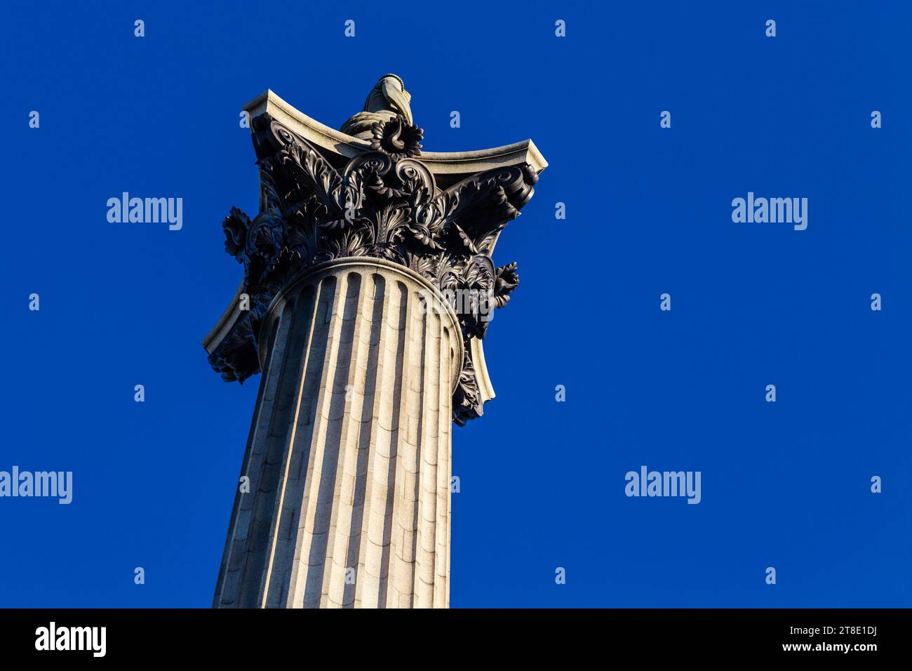 Statue of Admiral Horatio Nelson on top of the Nelson's Column in ...