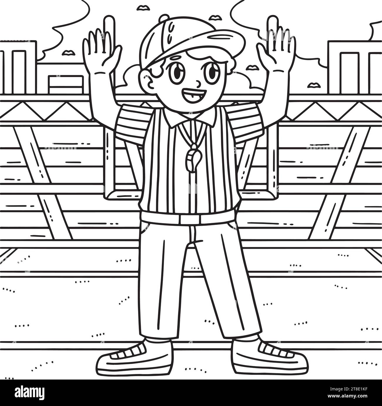 American Football Referee Coloring Page for Kids Stock Vector Image ...