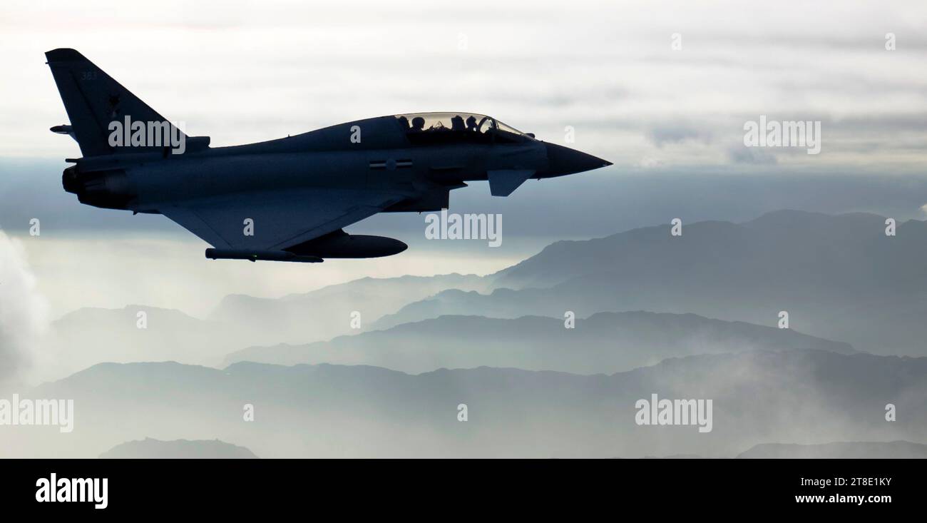 The view from Helvellyn in the Lake District UK with an RAF fighter jet ...