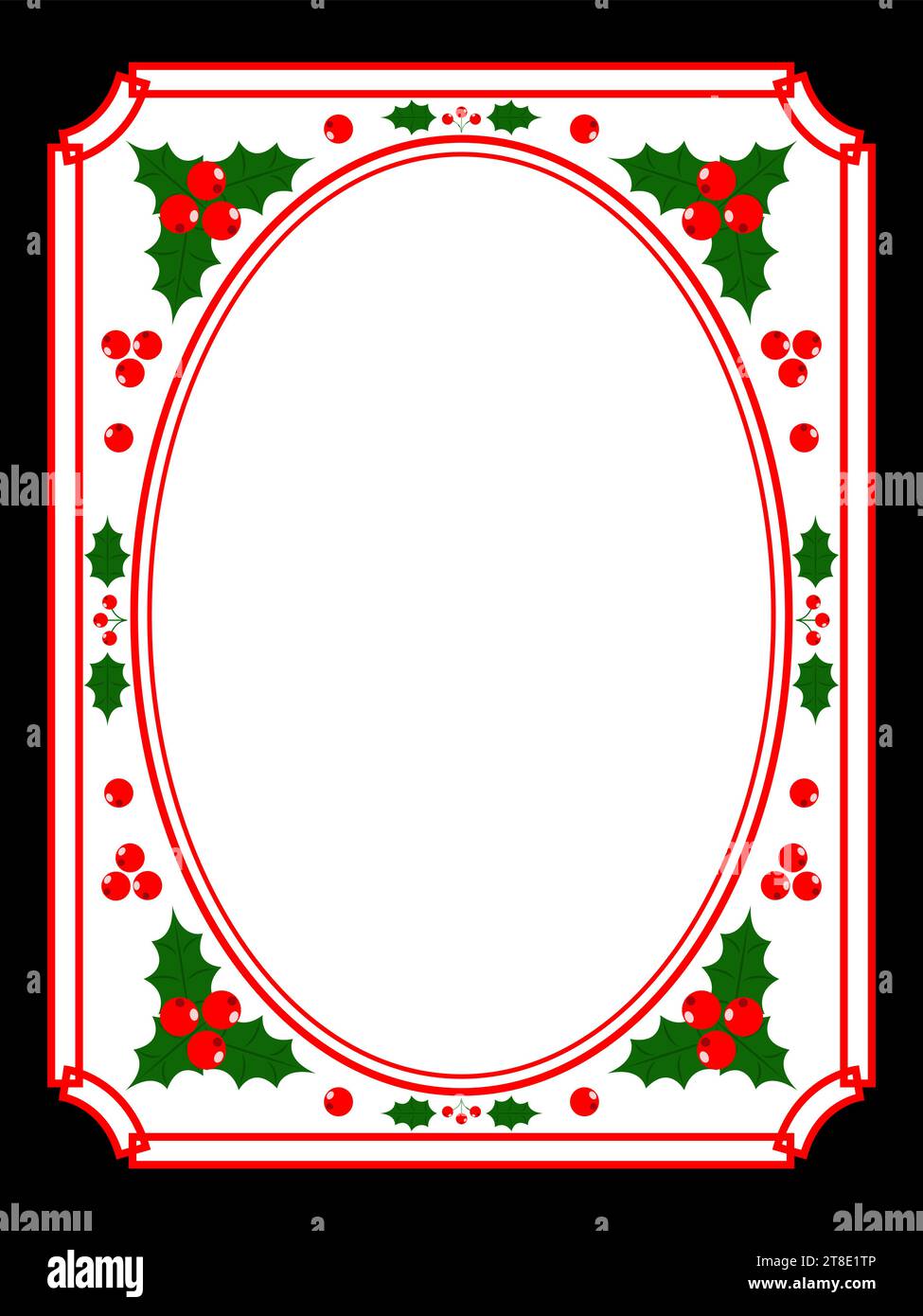 Christmas decorative festive frame with holly berries leaves vector ...