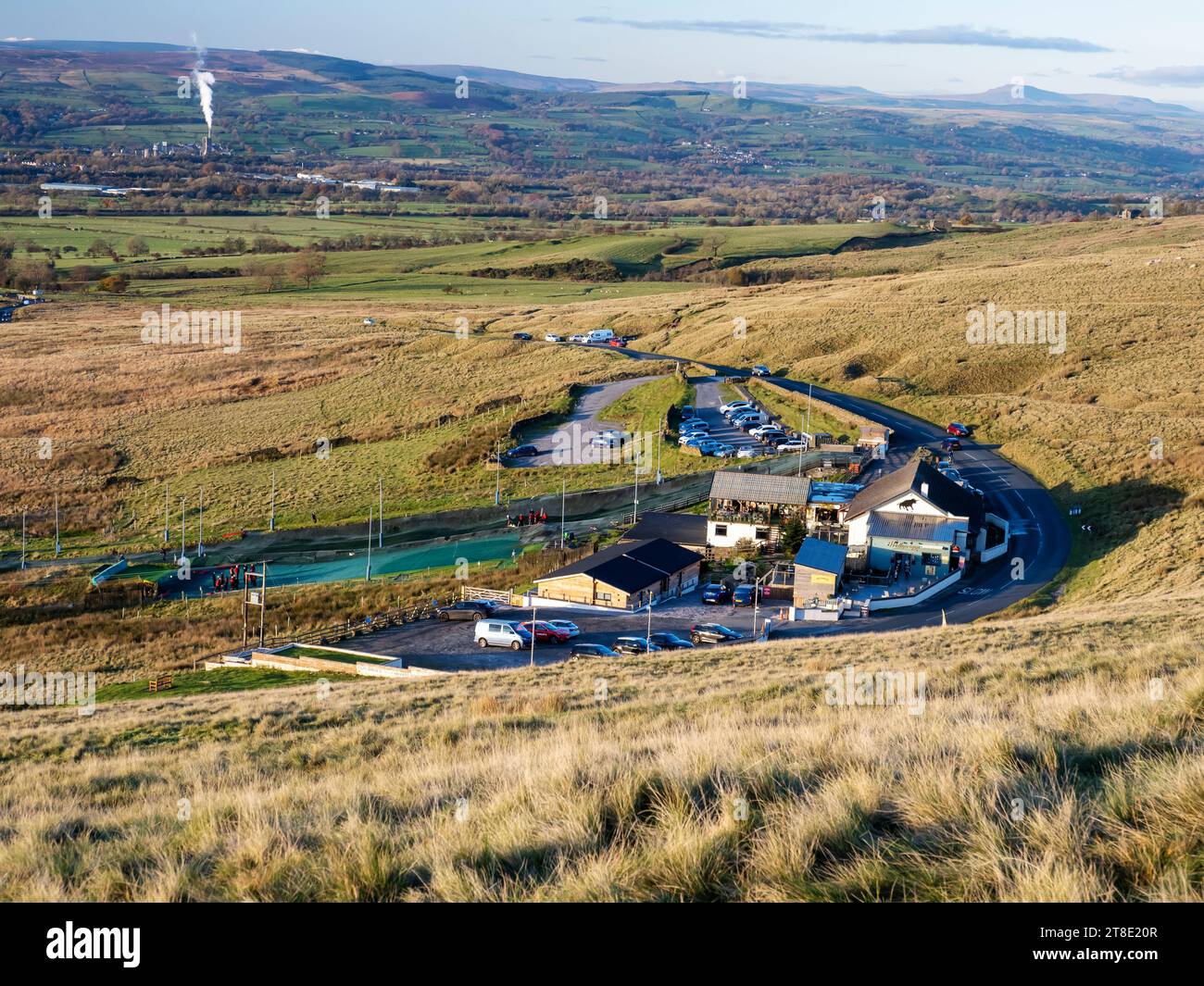 A dry ski slope on Pendle Hill above Clitheroe in the Ribble Valley ...