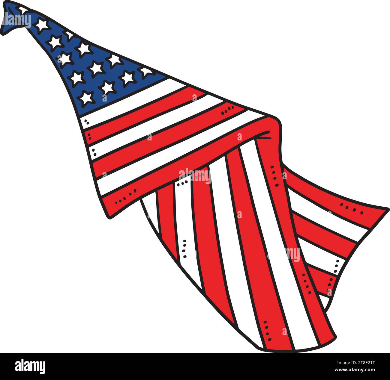 Patriotic American Flag Cartoon Colored Clipart Stock Vector Image ...