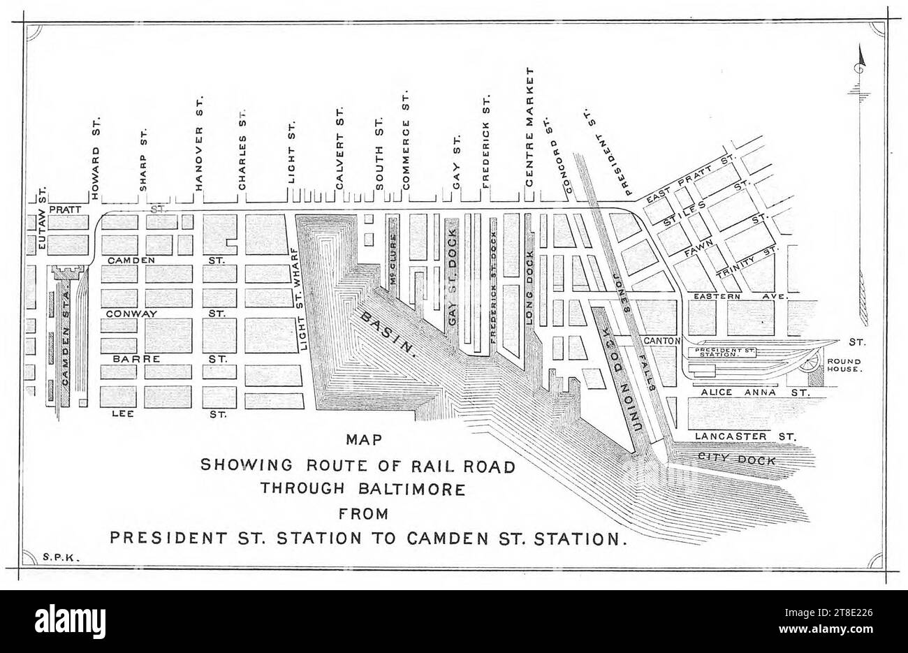 Union route through Baltimore, as later depicted by Mayor George Brown ...