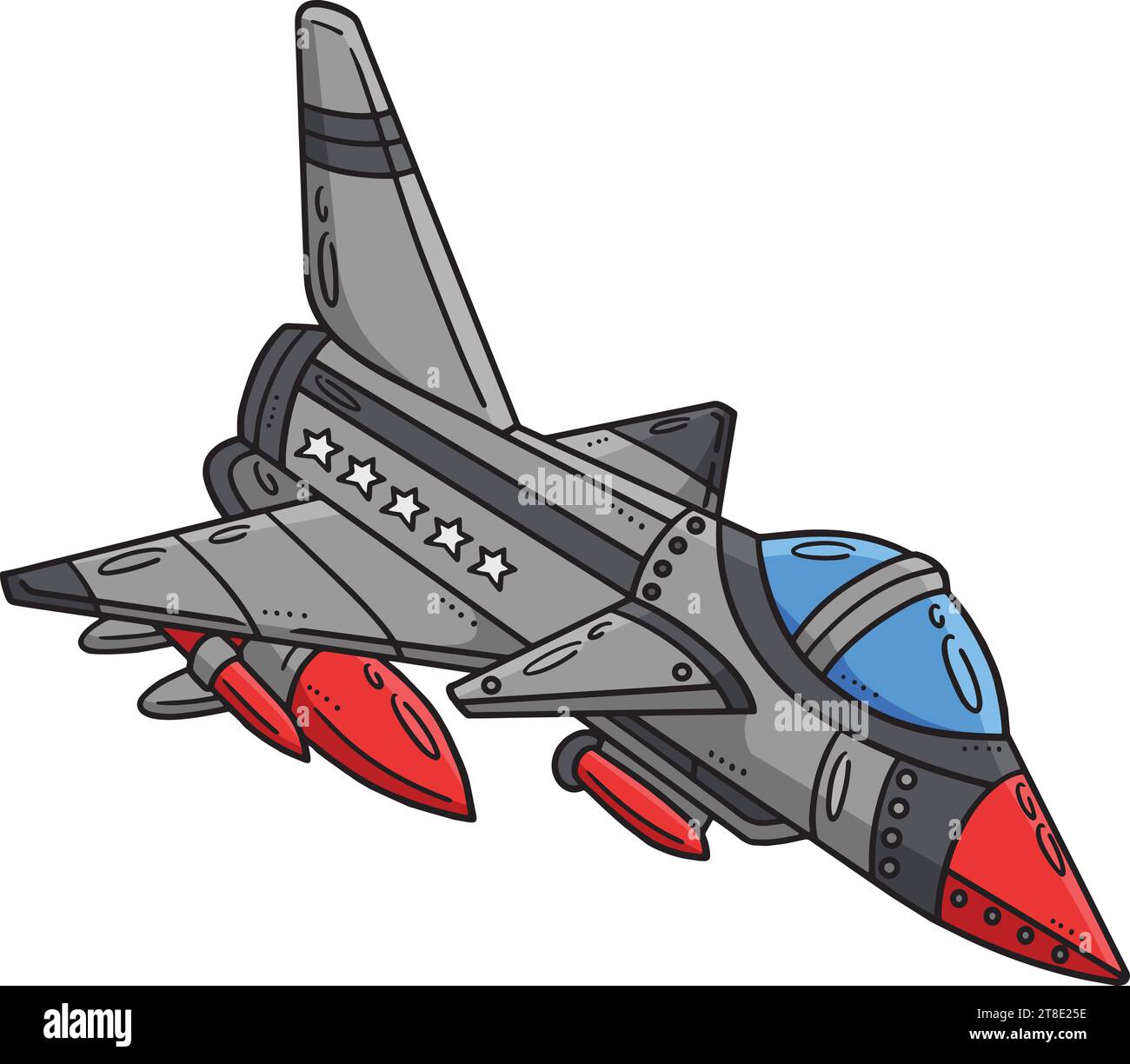 Fighter Jet Cartoon Colored Clipart Illustration Stock Vector Image ...