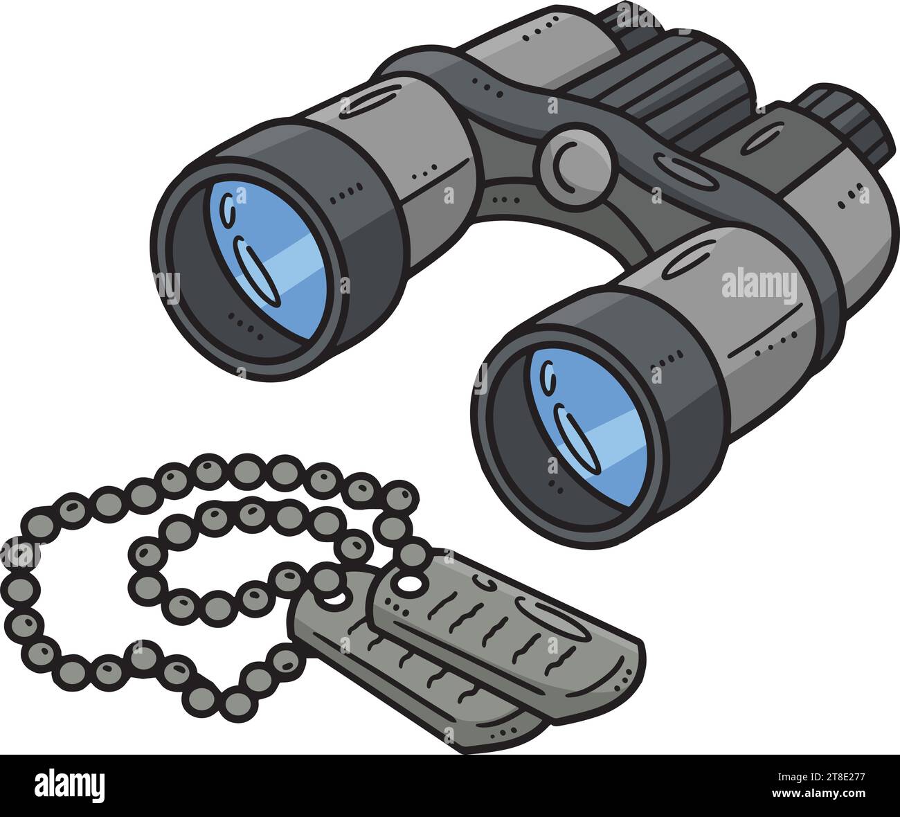 Binoculars and a Military Dog Tag Cartoon Clipart Stock Vector Image ...
