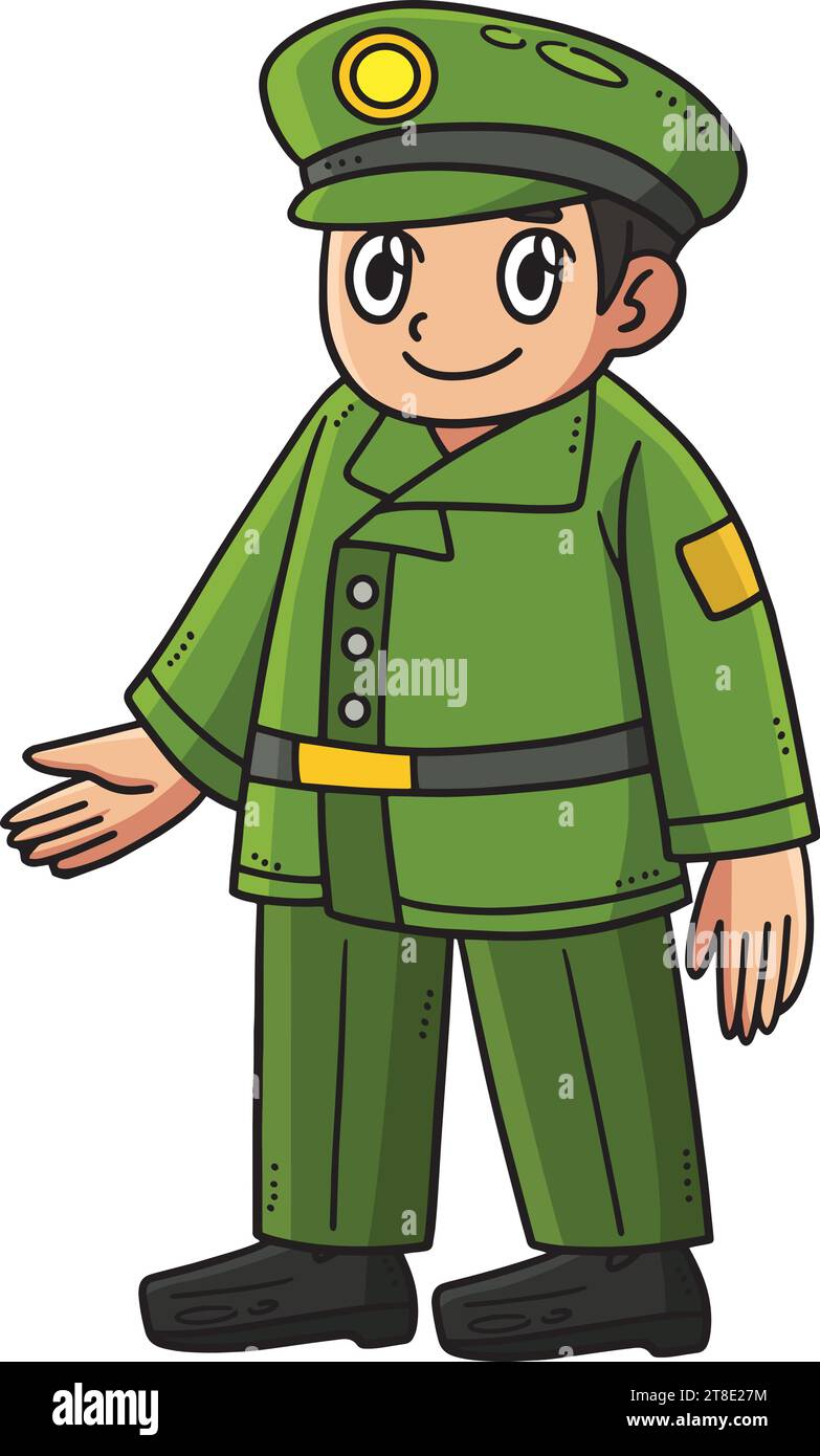 Happy Soldier Cartoon Colored Clipart Illustration Stock Vector Image ...