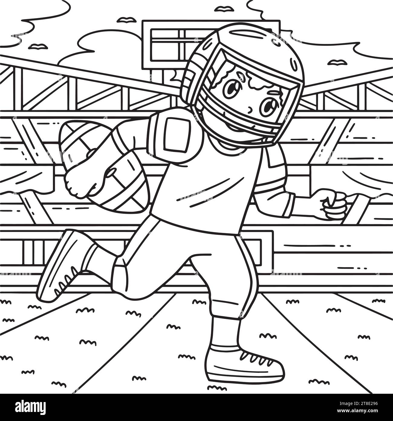 American Football Player Coloring Page for Kids Stock Vector Image ...