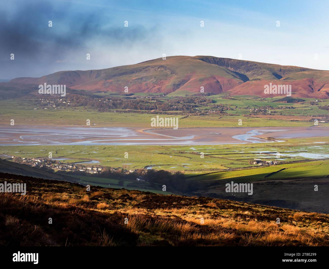 Black Come and the Duddon estuary from moorland above Kirkby in Furness ...