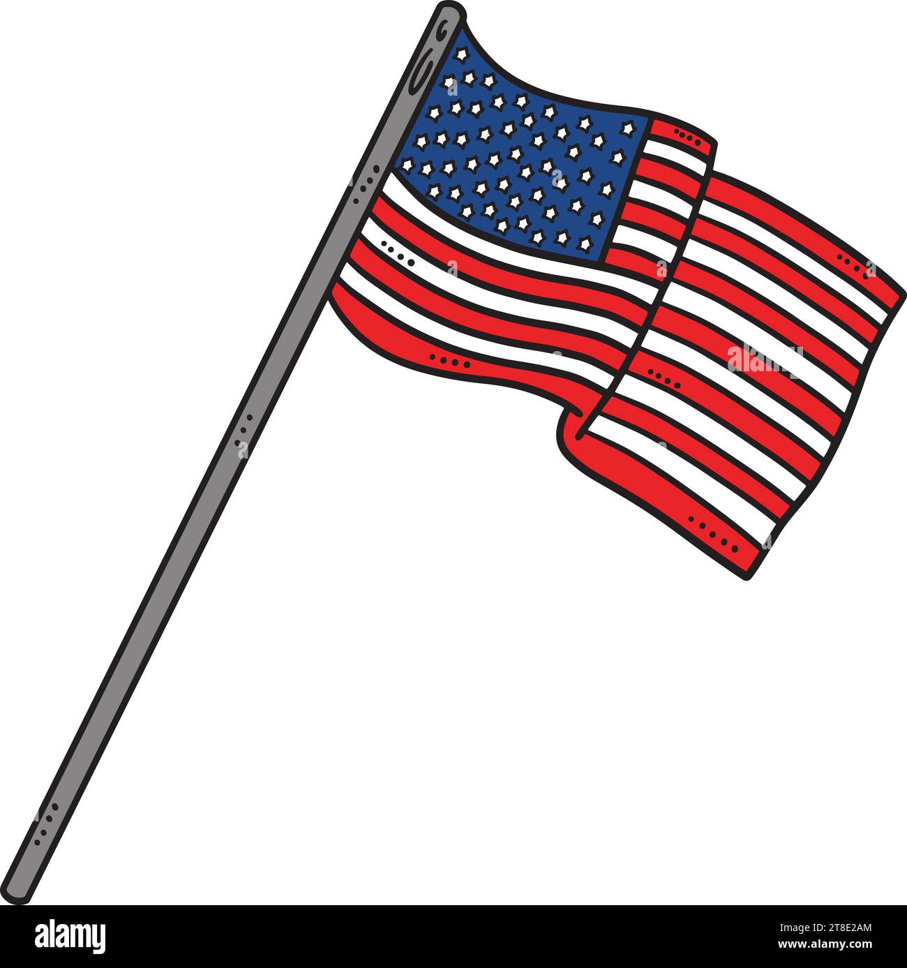 Patriotic American Flag Cartoon Colored Clipart Stock Vector Image ...