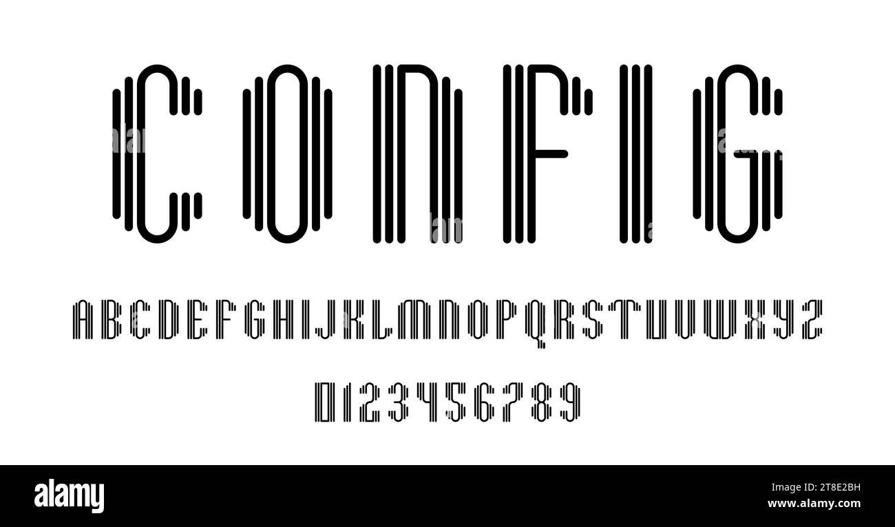Set of alphabets font letters and numbers modern abstract design with ...