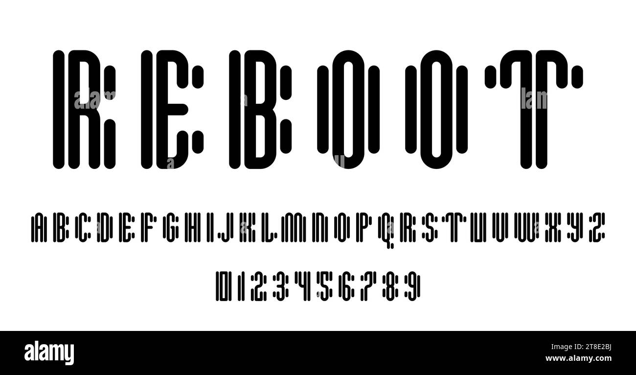 Set of alphabets font letters and numbers modern abstract design with ...