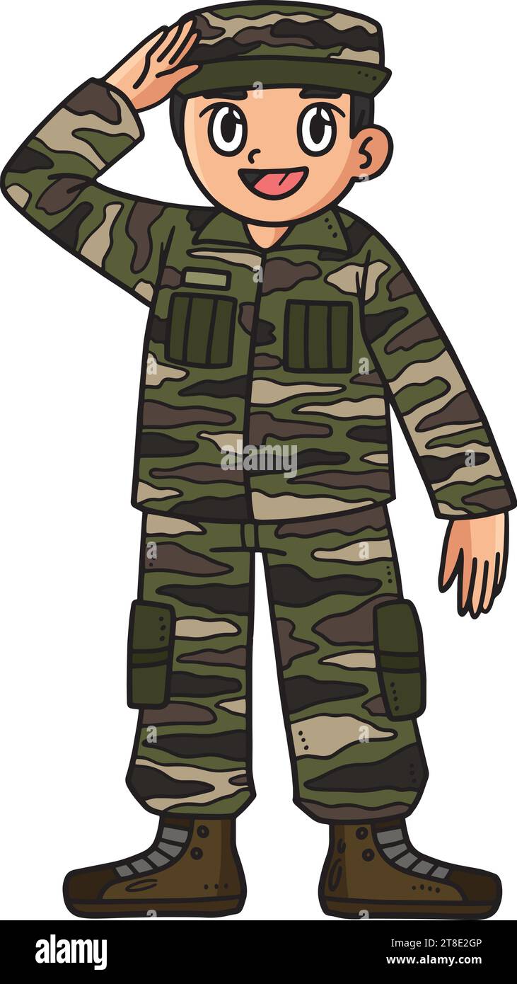 Saluting Soldier Cartoon Colored Clipart Stock Vector Image & Art - Alamy