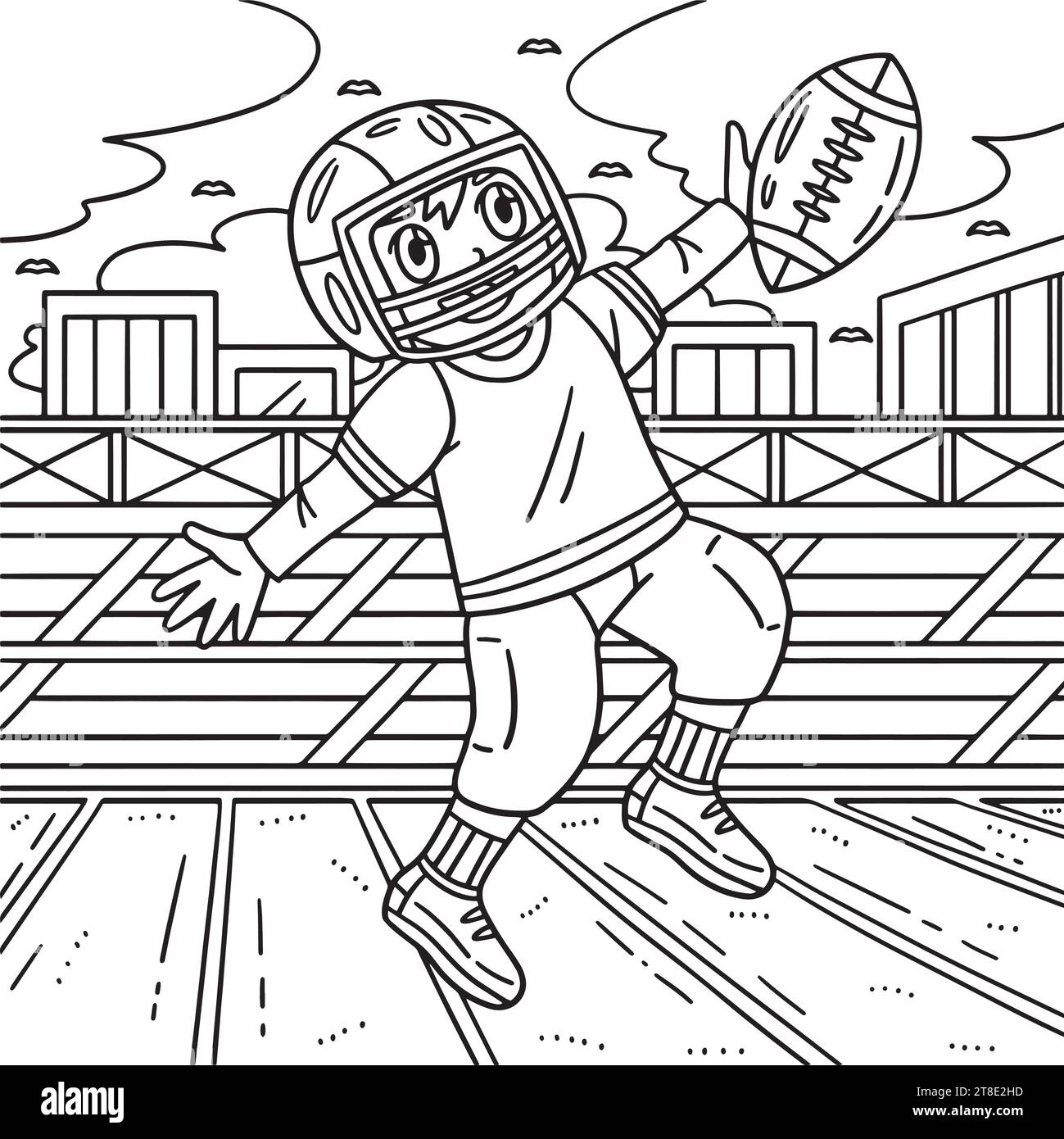 American Football Player Receiving Ball Coloring Stock Vector Image ...