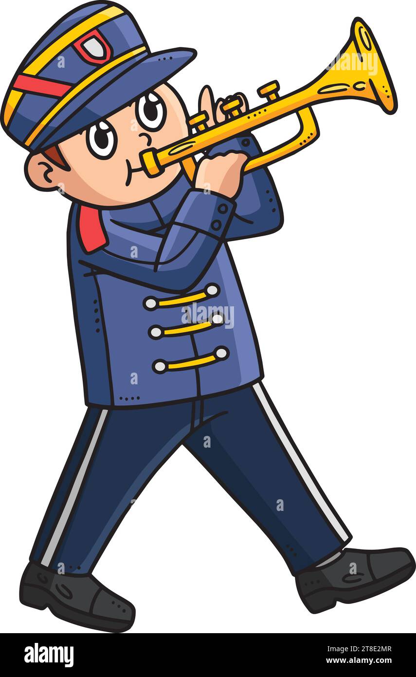 Soldier Playing Trumpet Cartoon Colored Clipart Stock Vector Image ...