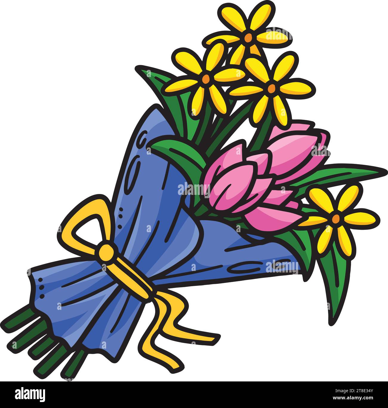 Bouquet Of Flowers Cartoon Colored Clipart Stock Vector Image & Art - Alamy