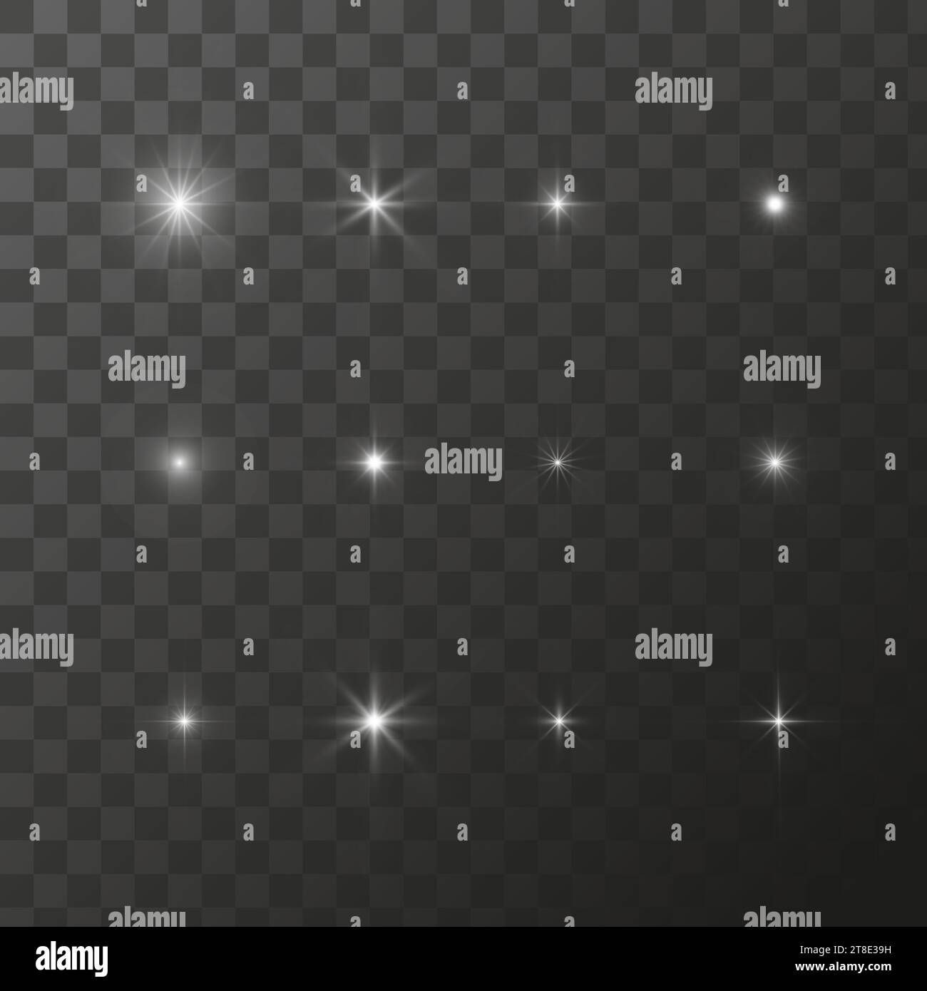 Light shining stars, glare light effects, Shiny illuminated elements on ...