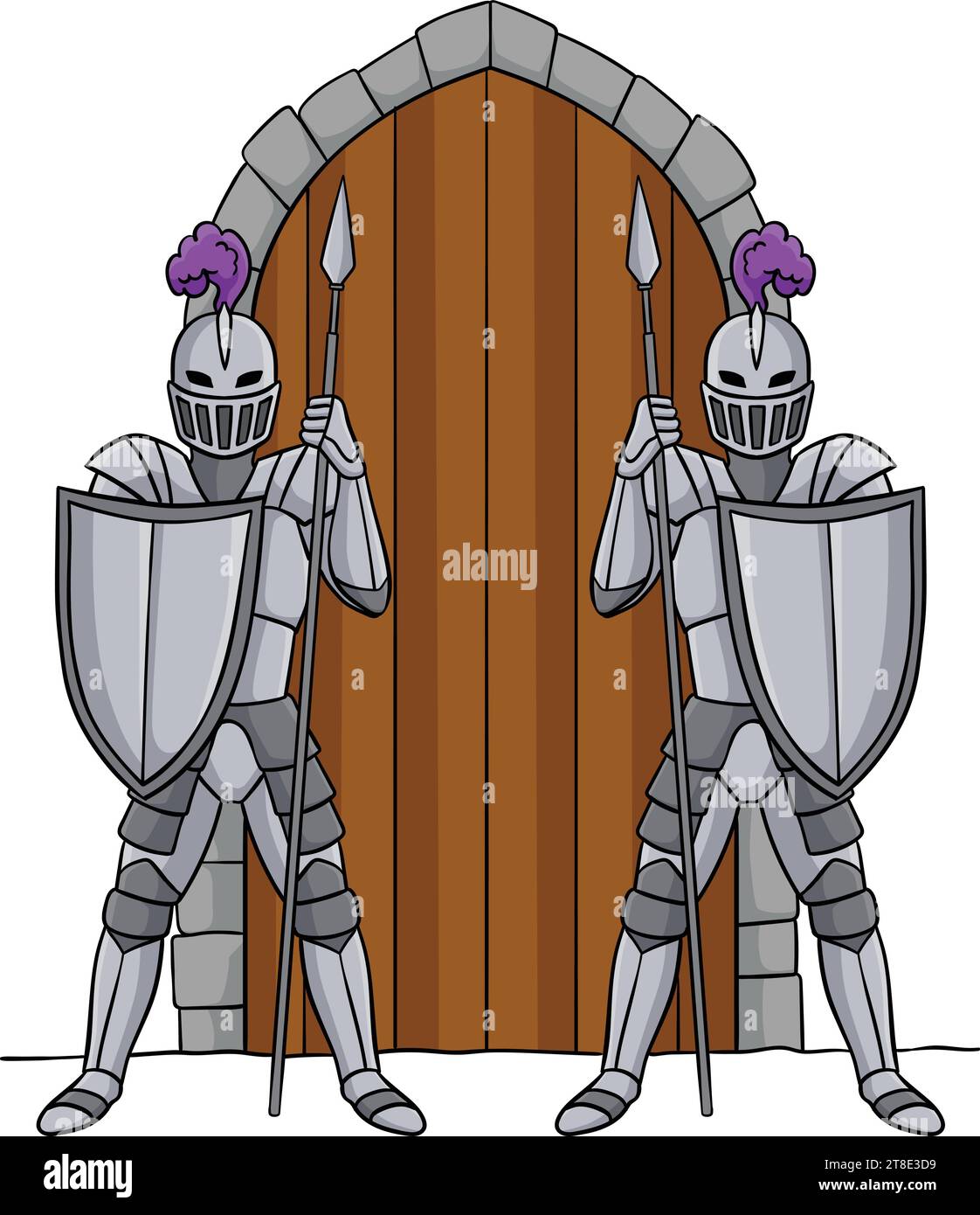 Knight Guarding a Gate Cartoon Colored Clipart Stock Vector Image & Art ...