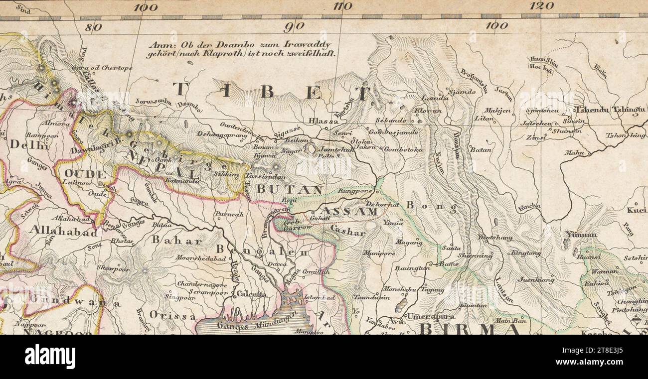 Map of Tibet in 1831 from East India With The Islands (cropped Stock ...