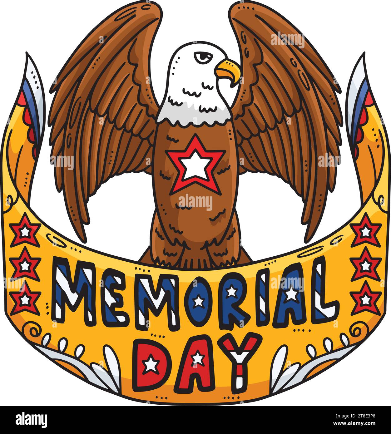 Memorial Day with American Eagle Cartoon Clipart Stock Vector Image ...