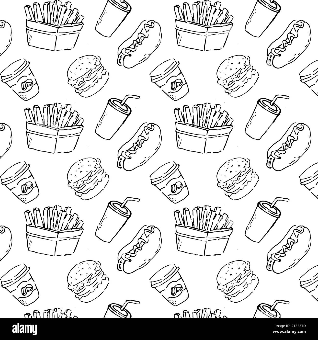 fast food pattern with drink and foods - pattern Stock Vector Image ...