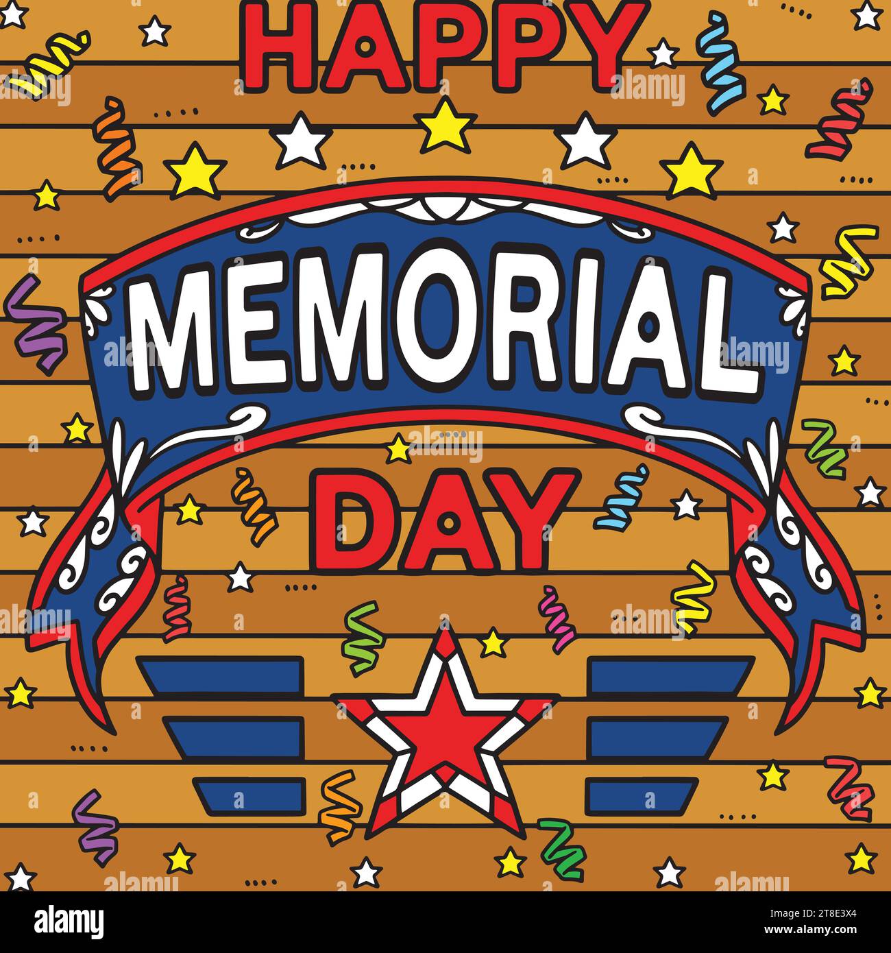 Happy Memorial Day Colored Cartoon Illustration Stock Vector Image ...
