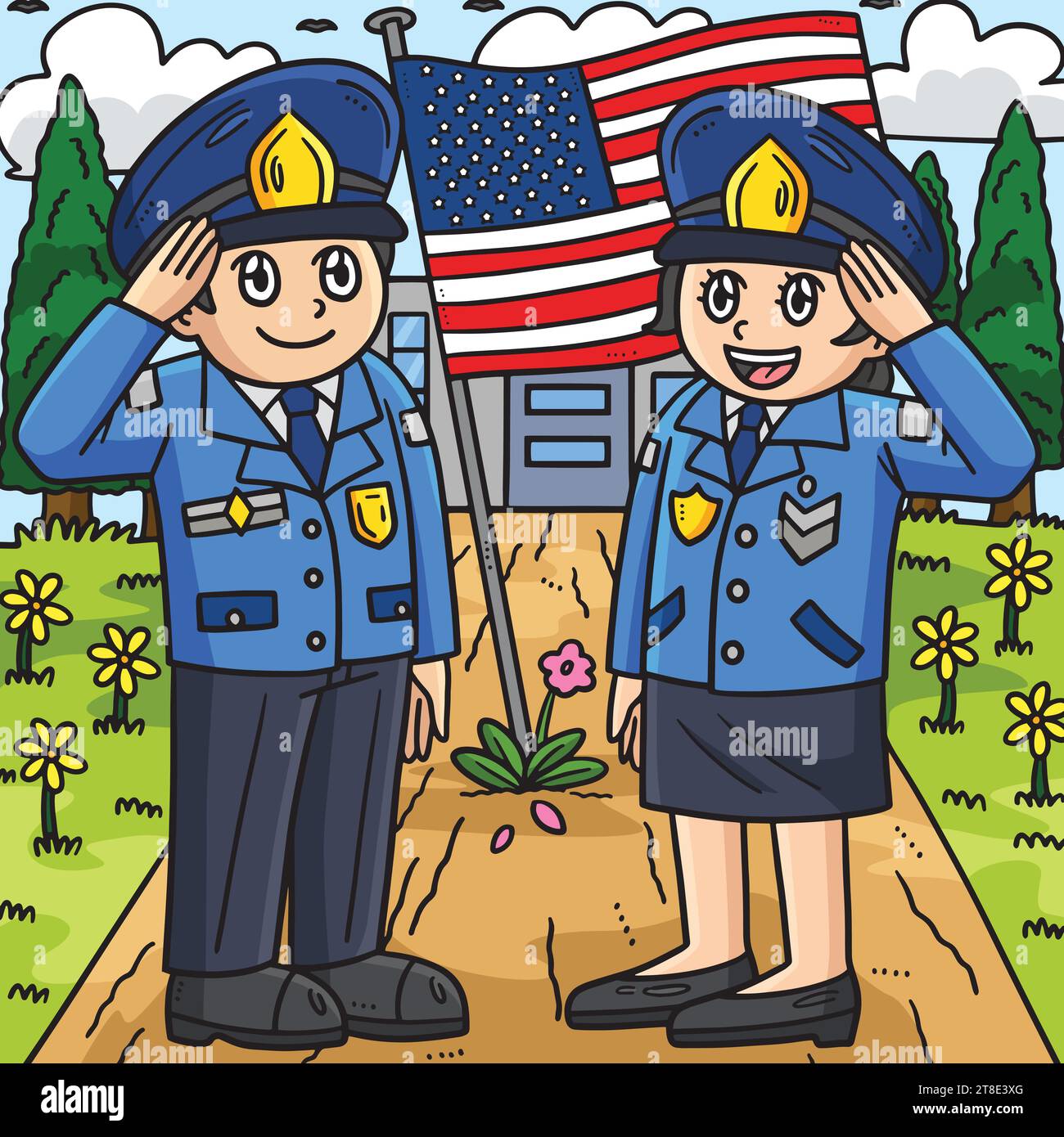 Memorial Day Soldier Hand Salute Colored Cartoon Stock Vector Image ...