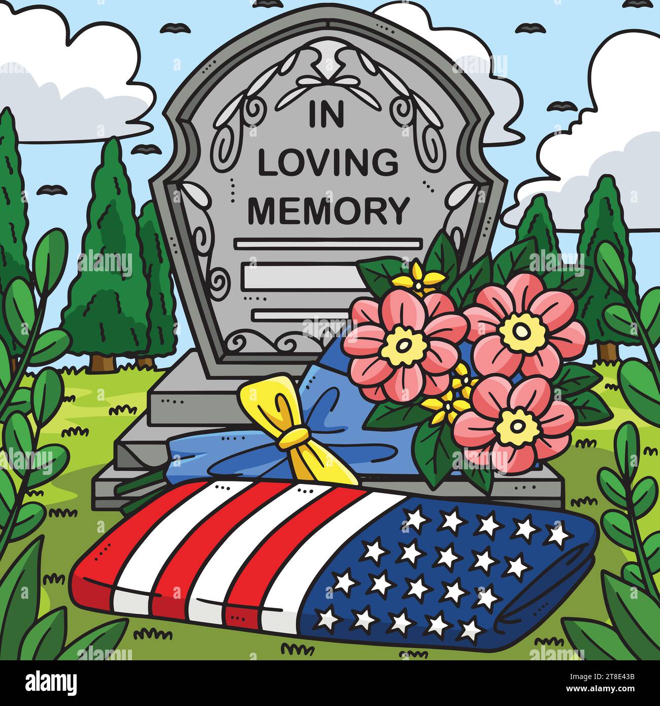 Memorial Day In Loving Memory Colored Cartoon Stock Vector Image & Art ...
