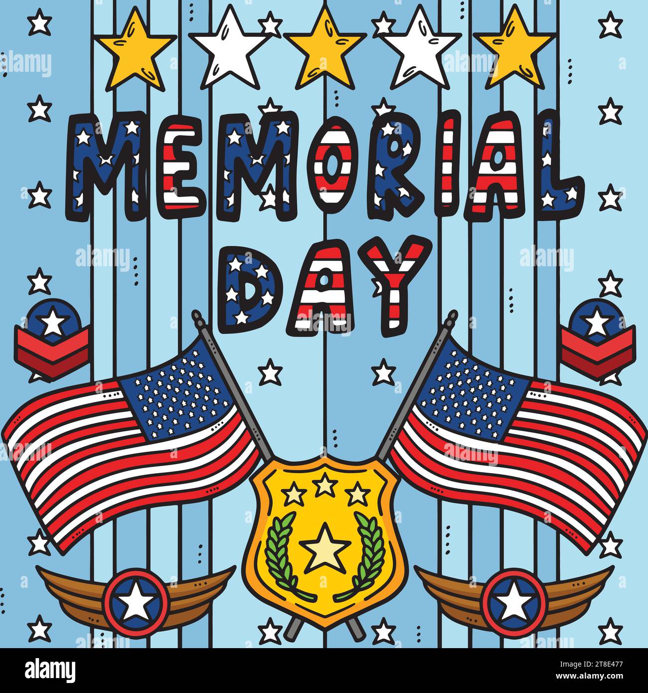 Memorial Day Colored Cartoon Illustration Stock Vector Image & Art - Alamy