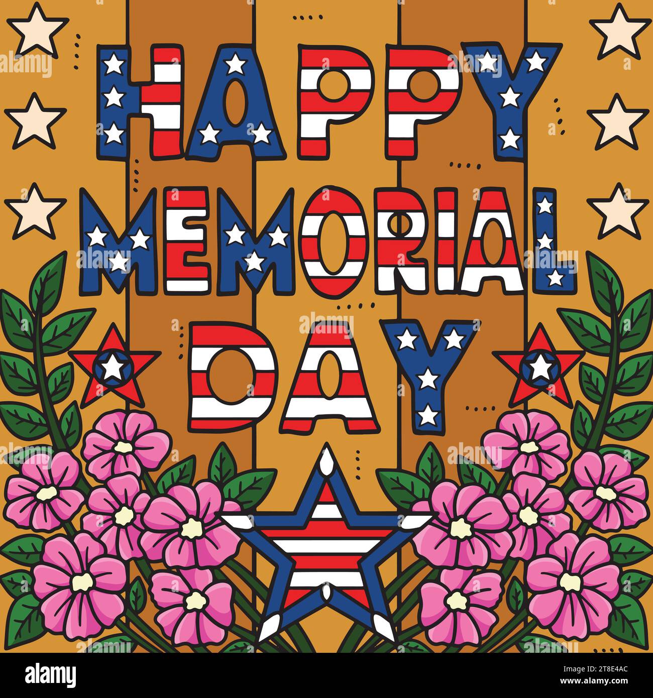 Happy Memorial Day Colored Cartoon Illustration Stock Vector Image ...