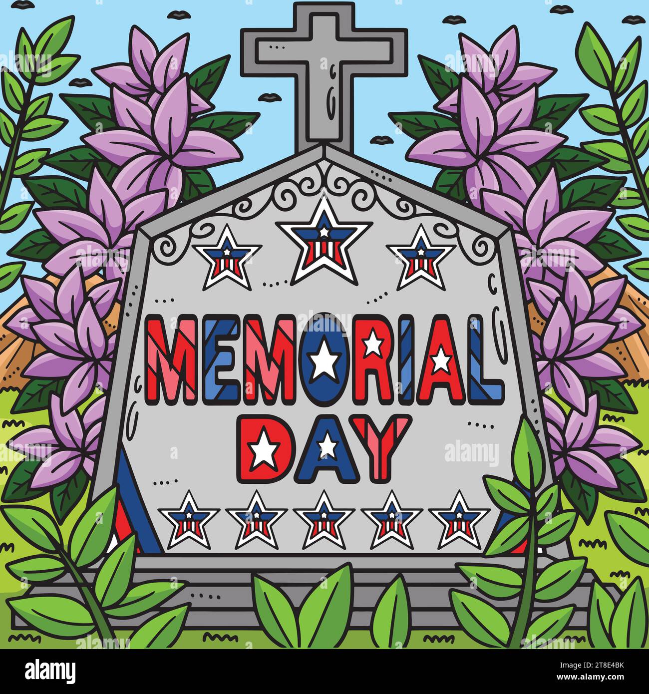 Memorial Day Colored Cartoon Illustration Stock Vector Image & Art - Alamy