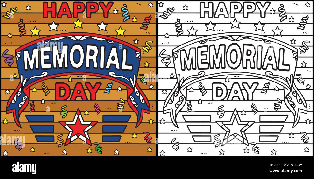 Happy Memorial Day Coloring Page Illustration Stock Vector Image & Art ...